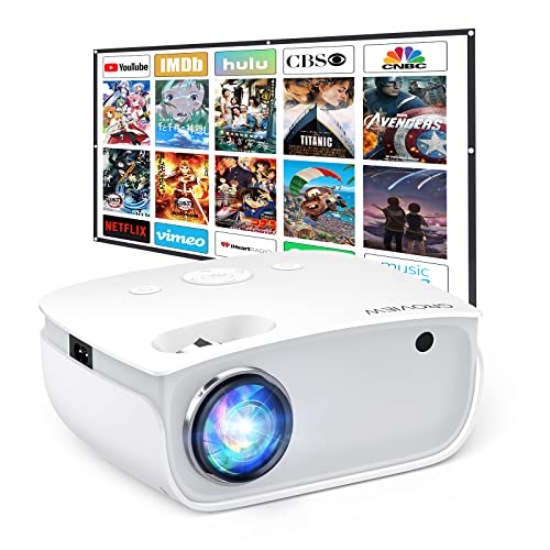 Mini Projector with WiFi - 100" Screen Included, 7500LUX Brightness, Full HD 1080P Resolution Supported and Compatibility with Roku Stick, Android, and iPhone