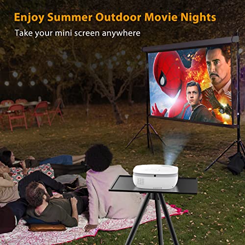 Mini Projector with WiFi - 100" Screen Included, 7500LUX Brightness, Full HD 1080P Resolution Supported and Compatibility with Roku Stick, Android, and iPhone