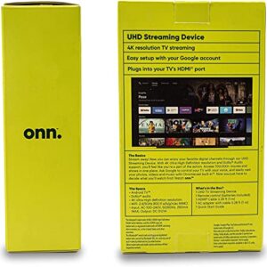 ONN Android TV 4K UHD Streaming Device with Voice Remote Control Google Assistant & High Speed HDMI Cable (100026240)