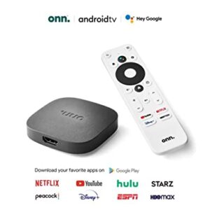 ONN Android TV 4K UHD Streaming Device with Voice Remote Control Google Assistant & High Speed HDMI Cable (100026240)