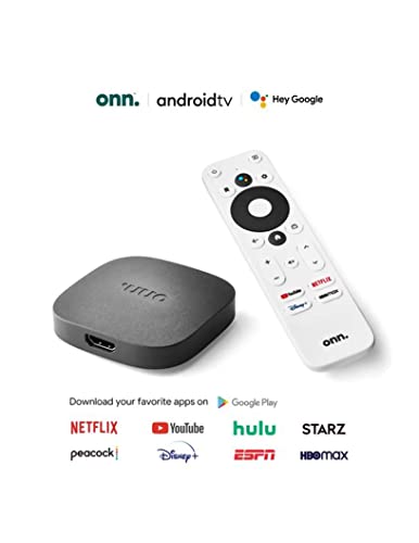 ONN Android TV 4K UHD Streaming Device with Voice Remote Control Google Assistant & High Speed HDMI Cable (100026240)