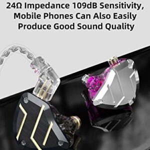 CCA C10 Pro in-Ear Earphone, HiFi Stereo in-Ear Monitor High Resolution Earbud Headphone, 4BA+1DD Five Driver in-Ear Earphones with C Pin Detachable Cable (No Mic, Purple)