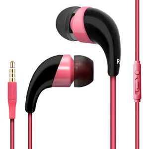 nem universal in-ear earbuds headphones sweatproof stereo bass with microphone/playback control, for iphone, ipod, ipad, samsung, huawei, lg, android smartphone, tablets, mp3 players (pink)