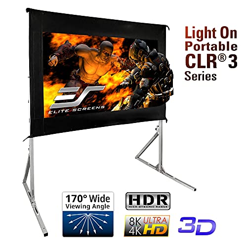 Elite Screens Light-On Series, 60-inch Diag.16:9, Ceiling Ambient Light Rejecting Folding-Frame Portable Projector Projection Screen, Exclusively for Ultra Short Throw Projectors, LPS60H-CLR3, Silver