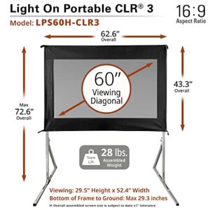 Elite Screens Light-On Series, 60-inch Diag.16:9, Ceiling Ambient Light Rejecting Folding-Frame Portable Projector Projection Screen, Exclusively for Ultra Short Throw Projectors, LPS60H-CLR3, Silver