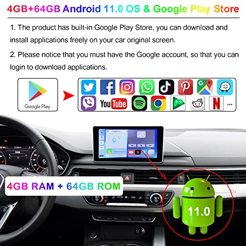 MMB 3RD Wireless CarPlay Multimedia TV Video Dongle AI Box, 4GB+64GB Android 11.0 OS, Wireless Mirroring, HDMI Output, USB Plays, Only Support 2017-2022 Cars with Factory Wired CarPlay Function