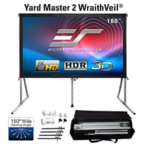 Elite Screens Yard Master 2 WraithVeil Projector Screen 180-INCH 16:9 Front and Rear 4K/8K Ultra HD Active 3D HDR Indoor Office OutdoorProjection Screens OMS180H2-DUAL US Based Company 2-YEAR WARRANTY