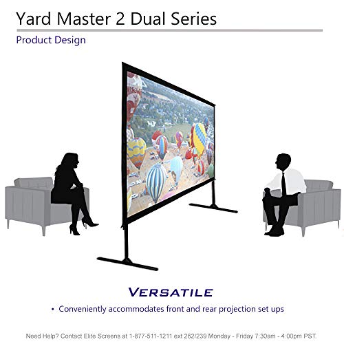 Elite Screens Yard Master 2 WraithVeil Projector Screen 180-INCH 16:9 Front and Rear 4K/8K Ultra HD Active 3D HDR Indoor Office OutdoorProjection Screens OMS180H2-DUAL US Based Company 2-YEAR WARRANTY