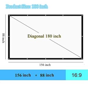 180 Inch Outdoor Projector Screen, WRLSUN HD 16:9 Large Folding Portable Home Theater Movie Screen for Camping/Office/Party/Double Sided Projection