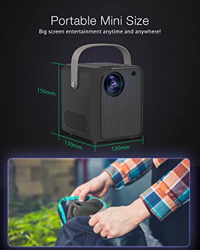 Mini LED Wifi Projector 5000 Lux Wireless Screen Mirroring 1080P Supported 170'' Display Portable Outdoor Movie Projector Compatible with Smartphone TV Box HDMI USB AV Theater Projector Beamer (Black)