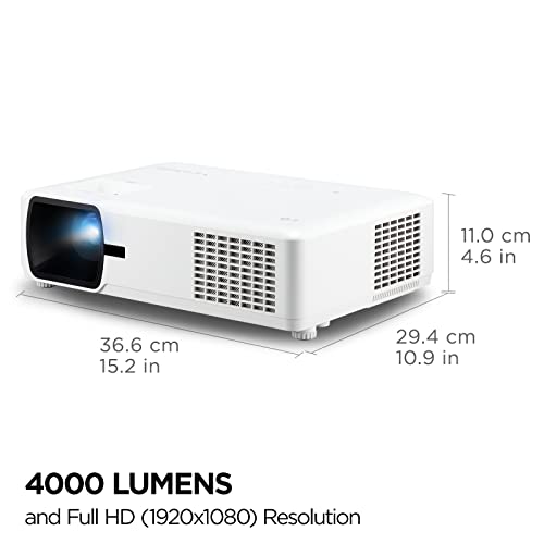 ViewSonic LS610HDH 4000 Lumens 1080p LED Projector w/ HV Keystone, LAN Control, HDR/HLG Support for Business and Education