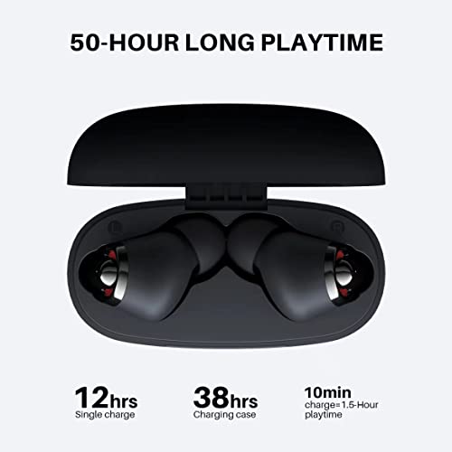 Tribit [Upgraded Version] Wireless Earbuds, Qualcomm QCC3040 Bluetooth 5.2, 4 Mics CVC 8.0 Call Noise Reduction 50H Playtime Clear Calls Volume Control True Wireless Bluetooth Earbuds, FlyBuds C1