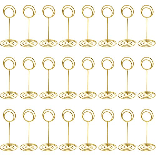 24 Pieces Gold Table Number Holders Wedding Place Card Holders Table Centerpieces Photo Holder Clips Wire Picture Clips Memo Note Photo Stand