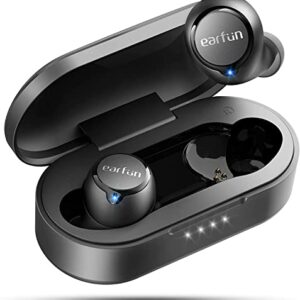 EarFun® Free Wireless Earbuds, Call Noise Reduction, Bluetooth 5.0 True Wireless Earbuds, Sweatshield™ IPX7 Waterproof Bluetooth Headphone, Deep Bass, 30Hrs