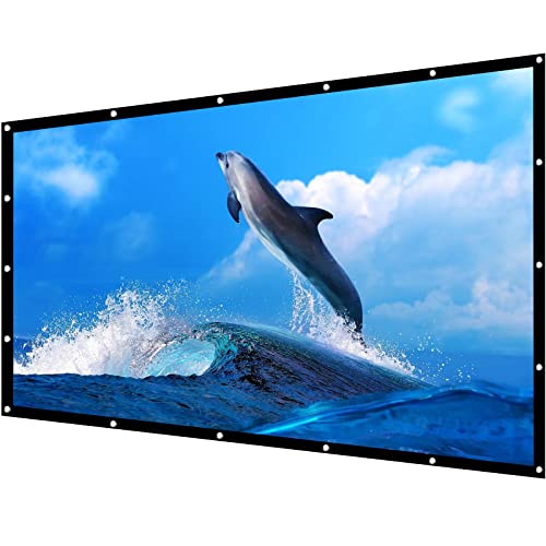 120 in Front and Rear Projector Screen, Hanging Movie Screen with Hooks Ropes, Portable Office Indoor Outdoor Video Projection Screen,Leinwand Beamer Projektionsleinwand Écran de Projection 投影幕布