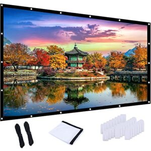 120 in Front and Rear Projector Screen, Hanging Movie Screen with Hooks Ropes, Portable Office Indoor Outdoor Video Projection Screen,Leinwand Beamer Projektionsleinwand Écran de Projection 投影幕布