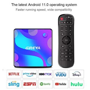 GREVA Android TV Box 11 - Smart TV Box 2GB 16GB Dual Band WiFi, Support 4K HDR Smart Streaming Player with Keyboard, BT 4.1, H.265 Set Top Box