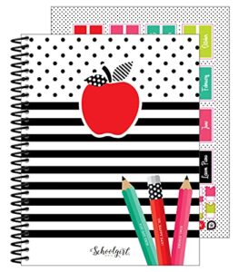 schoolgirl style black, white & stylish brights teacher planner, 8″ x 11″ undated daily planner, weekly planner, monthly planner with planner stickers for classroom organization & teacher organization