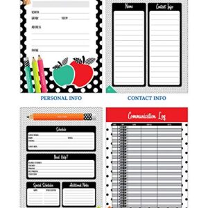 Schoolgirl Style Black, White & Stylish Brights Teacher Planner, 8" x 11" Undated Daily Planner, Weekly Planner, Monthly Planner With Planner Stickers for Classroom Organization & Teacher Organization