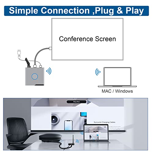 BXH Wireless HDMI Display Adapter dongle,No Setup,No Need Any APP, Support Airplay Mirroring for iOS and Mac System,Used for iPhone Mac iOS Android Casting/Mirroring to TV/Projector/Monitor