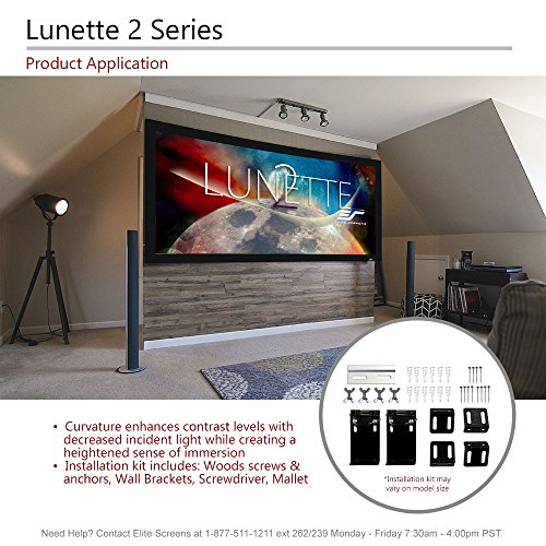 Elite Screens Lunette 2 Series, 115-inch Diagonal 2.35:1, Curved Home Theater Fixed Frame Projector Screen, CURVE235-115W2, CineWhite, 115"" diag. 2.35:1"