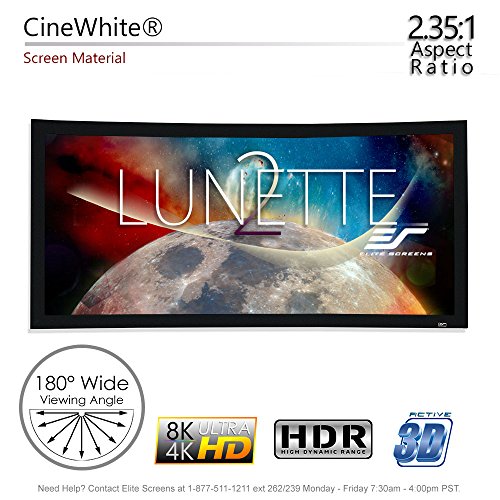 Elite Screens Lunette 2 Series, 115-inch Diagonal 2.35:1, Curved Home Theater Fixed Frame Projector Screen, CURVE235-115W2, CineWhite, 115"" diag. 2.35:1"