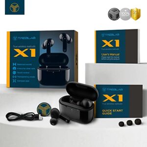 TREBLAB X1 - True Wireless Earbuds, IPX4 Waterproof Bluetooth Earbuds with Touch Control, Voice Assistant, Transparency Mode, and Gaming Mode, Up to 24 Hour Playtime, Includes Charging Case, Black