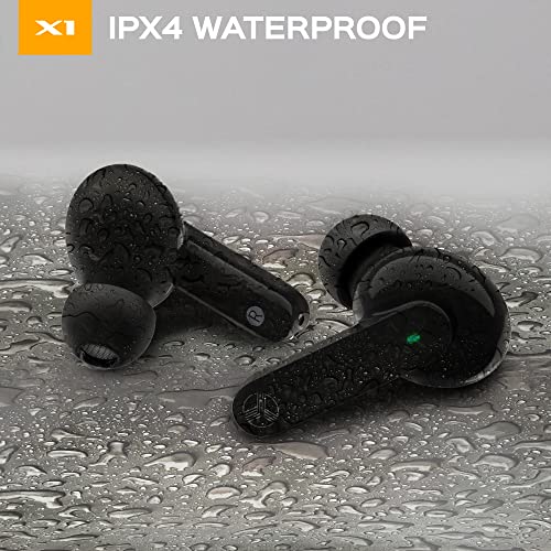 TREBLAB X1 - True Wireless Earbuds, IPX4 Waterproof Bluetooth Earbuds with Touch Control, Voice Assistant, Transparency Mode, and Gaming Mode, Up to 24 Hour Playtime, Includes Charging Case, Black