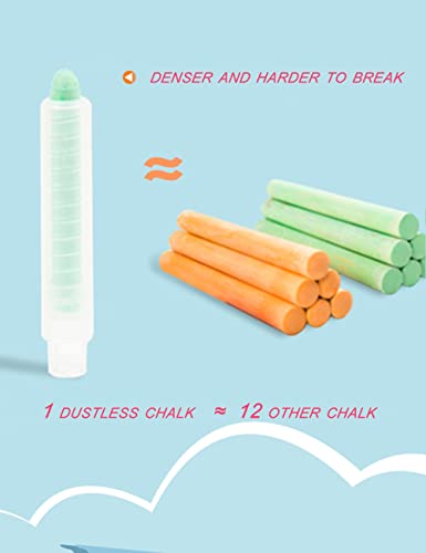 Non-toxic Dustless Chalk for Kids, Colored Chalk With Holder The Best Art Tool for Blackboard Kids Children Drawing Writing,12PCS