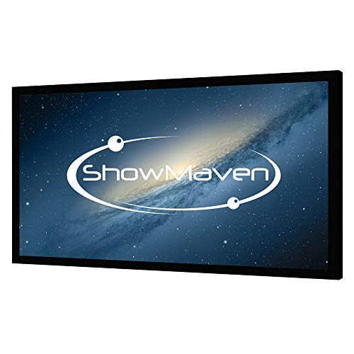 ShowMaven 100in /120in Fixed Frame Projector Screen, Diagonal 16:9, Active 3D 4K Ultra HD Projector Screen for Home Theater or Office (100inch)