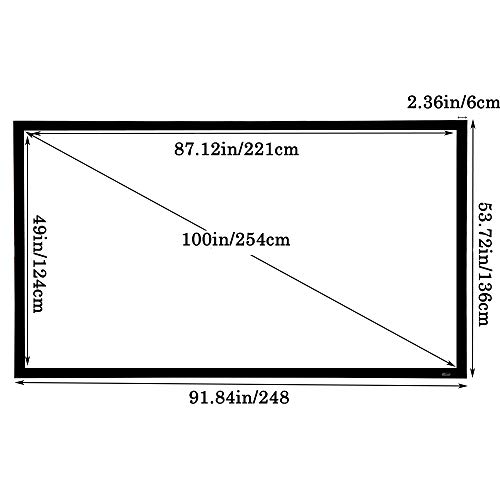 ShowMaven 100in /120in Fixed Frame Projector Screen, Diagonal 16:9, Active 3D 4K Ultra HD Projector Screen for Home Theater or Office (100inch)