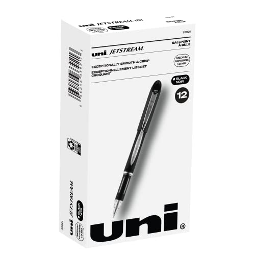 Uni-Ball 33921 Jetstream Ballpoint Pens, Bold Point (1.0mm), Black, 12 Count