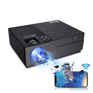 jimtab m18 pro native 1080p video projector,wifi hd projector support av,vga,usb,hdmi, compatible with xbox,laptop,iphone and android for academic display and home theater (metallic black(m18 pro))