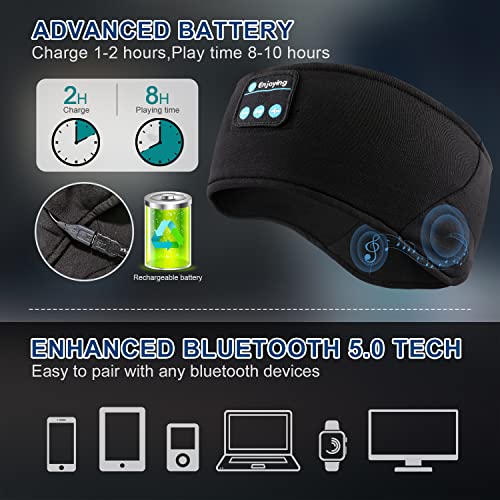 MUSICOZY Sleep Headphones Headband Bluetooth Headband Wireless Music Headband Headphones, Sports Sleeping Headphones Sleep Earbuds with HD Stereo Speakers Perfect for Insomnia Workout, Jogging, Yoga