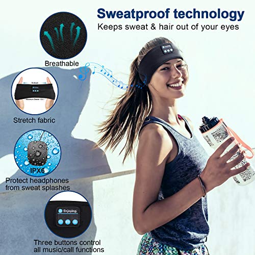 MUSICOZY Sleep Headphones Headband Bluetooth Headband Wireless Music Headband Headphones, Sports Sleeping Headphones Sleep Earbuds with HD Stereo Speakers Perfect for Insomnia Workout, Jogging, Yoga