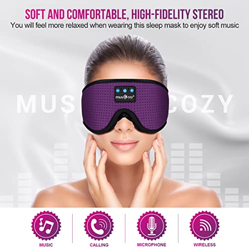 MUSICOZY Sleep Headphones Bluetooth 5.2 Headband Sleeping Headphones Sleep Mask, Wireless Music Eye Mask Sleep Earbuds for Side Sleeper Men Women Cool Tech Gadget Unique Gift Office Travel, Pack of 2