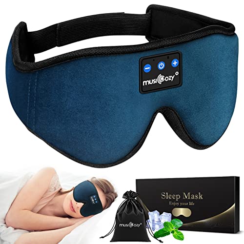 MUSICOZY Sleep Headphones Bluetooth 5.2 Headband Sleeping Headphones Sleep Mask, Wireless Music Eye Mask Sleep Earbuds for Side Sleeper Men Women Cool Tech Gadget Unique Gift Office Travel, Pack of 2