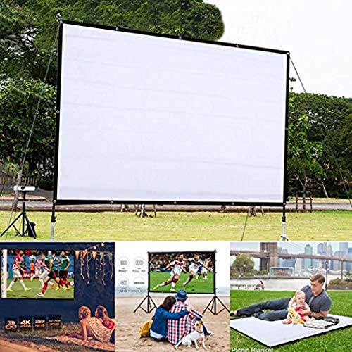 Portable Video Projector Screen, HD 4:3 Foldable Anti-Crease Projector Movies Screen, Portable Polyester Fabric Household Movie Screen for Home Theater Indoor Outdoor