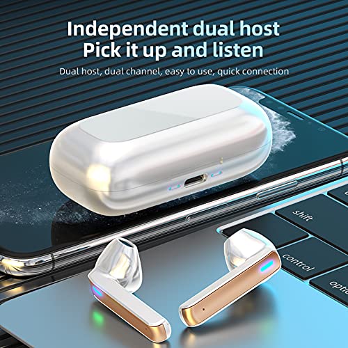 STKTON Wireless Earbuds Bluetooth 5.0 in-Ear Headphones with Charging Box, subwoofer with TWS Stereo Headphones, Water-Proof,Clear Calls, Suitable for Game&Trip&Sports (White)