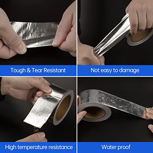 NEZUIBAN Aluminum Foil Tape,2Inch by98Feet(32.6yards) 3.9Mil Insulation Heat Resistant Tape Perfect for HVAC, Dryer Vents,Sealing & Patching Hot & Cold Air Ducts