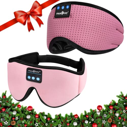 MUSICOZY Sleep Headphones Breathable Bluetooth 5.2 Headband 3D Sleeping Headphones, Wireless Eye Mask Sleep Earbuds for Side Sleeper Women Office Air Travel Cool Tech Gadgets Unique Gifts 2 Packs