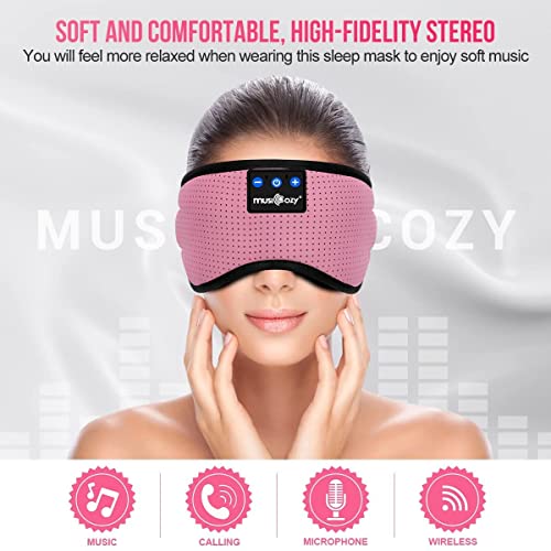 MUSICOZY Sleep Headphones Breathable Bluetooth 5.2 Headband 3D Sleeping Headphones, Wireless Eye Mask Sleep Earbuds for Side Sleeper Women Office Air Travel Cool Tech Gadgets Unique Gifts 2 Packs