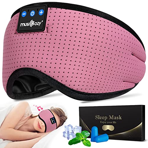 MUSICOZY Sleep Headphones Breathable Bluetooth 5.2 Headband 3D Sleeping Headphones, Wireless Eye Mask Sleep Earbuds for Side Sleeper Women Office Air Travel Cool Tech Gadgets Unique Gifts 2 Packs