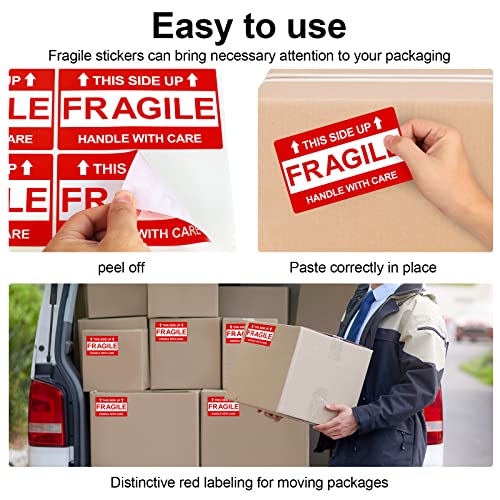 3x5 Inch Fragile Stickers for Shipping, 198 Pcs Fragile Stickers, Strong Adhesive Fragile Labels, Handle with Care Stickers for Shipping, Fragile Stickers for Moving