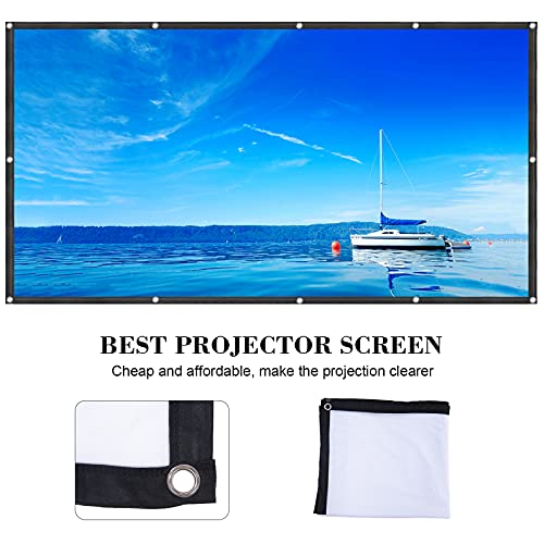 150 Inch Projector Screen & Cosmetics Bag Bundle, Hangable Outdoor Movie Screen with Hooks, Ropes, Portable Indoor & Outside Video Projection Screen