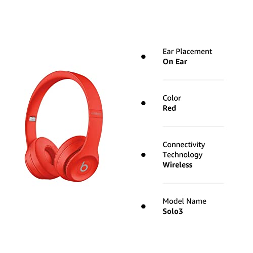 Beats Solo3 Wireless On-Ear Headphones - Citrus Red (Renewed)