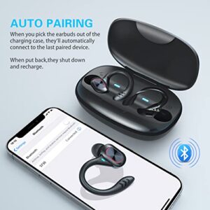 Bluetooth Headphones Wireless Earbuds with Wireless Charging Case Digital LED Display 48hrs Playtime Deep Bass Sport Earphones with Over Earhooks Built in Mic Sweatproof in Ear Headset for Gym