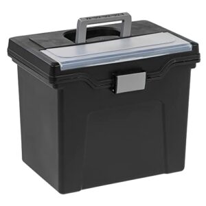 office depot large mobile file box, letter size, 11 5/8in.h x 13 3/8in.w x 10in.d, black/silver, 110987