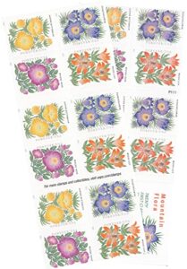 2022 mountain flora flowers, garden, love, forever first class postage stamps (1 booklet, 20 stamps)