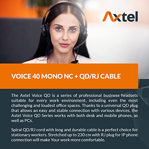 Axtel Bundle Voice 40 Mono NC with AXC-02 Cable | Noise Cancellation - Compatible with Grandstream GXP1600, GXP1700, GXP2100, GRP2600 Series Phones